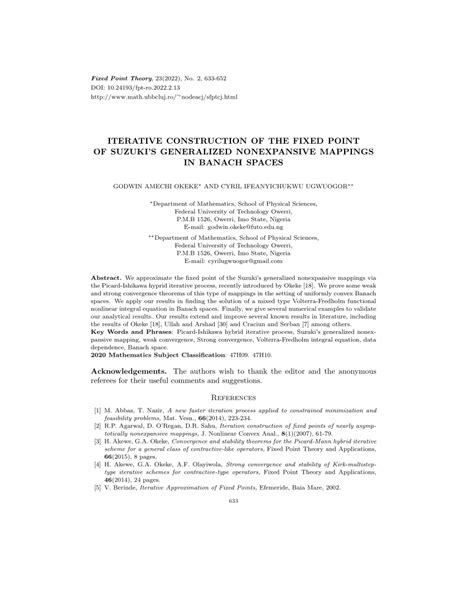 pdf iterative construction of the fixed point of suzuki s generalized nonexpansive mappings in