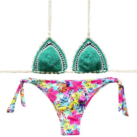 Aliexpress Buy 2018 Micro Halter Crochet Thong Bikini Set Women