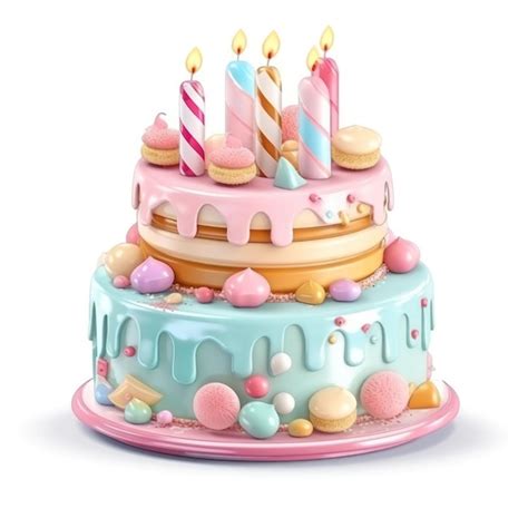 Birthday Cake Isolated Illustration Ai Generative Premium Ai