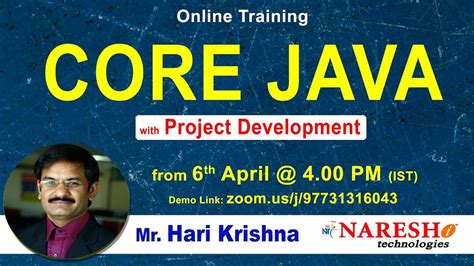 Core Java Online Training Day By Mr Hari Krishna Youtube