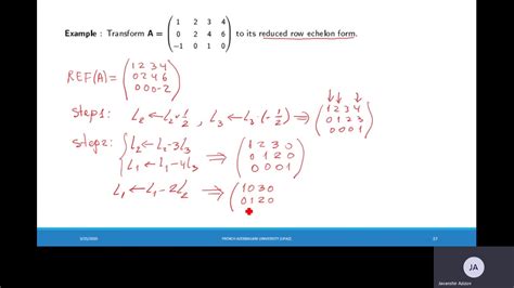 reduced row echelon form of a matrix lecture 7 youtube
