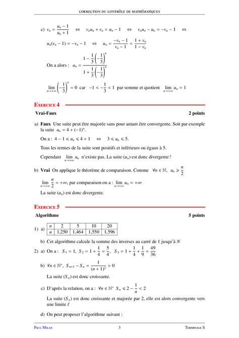 Raisonnement par récurrence Limites de suites Maths Terminale S