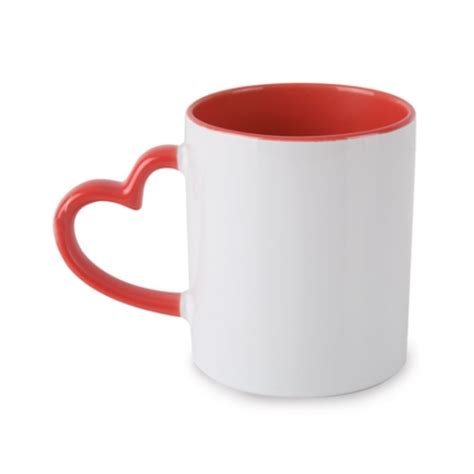 Taza Cerámica Blanca con Interior rojo y Asa de corazón roja RAILLO ES