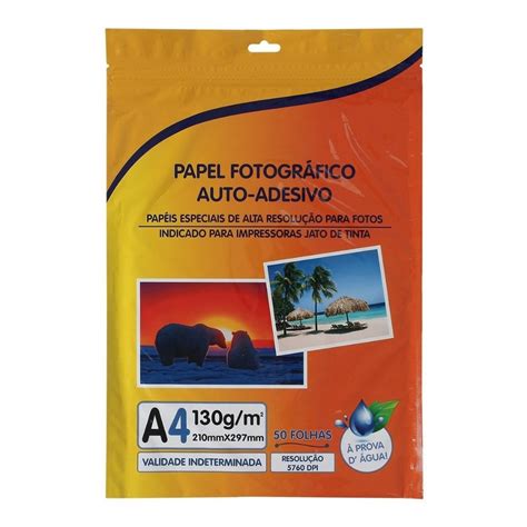 Papel Fotográfico Adesivo 130g Premium A4 Glossy 50 Folhas Shopee Brasil
