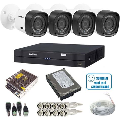 Kit Intelbras 4 Câmeras Infra Multi HD 1010B Imagens Hd Dvr Intelbras