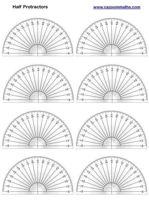 Printable Half Protractors Free Teaching Resources
