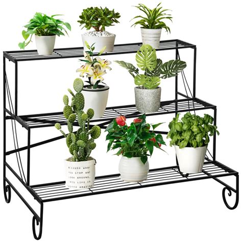 Outsunny Estanter A De Metal Para Plantas De Niveles En Forma