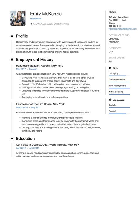 Hair Stylist Resume Templates
