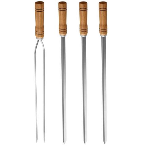 Conjunto De Espetos Para Churrasco Duplo Simples Cm Qualinox