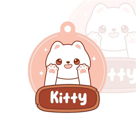 Premium Vector Cute Cat Name Tag Labels For Pet Necklace