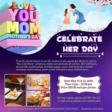 Mother S Day Restaurant Promotion Flyer Mothers Day Brunch