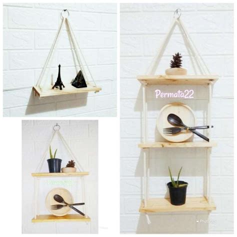 Jual 3 Rak Hiasan Dinding Rak Macrame Rak Ambalan Kayu Di Seller Dhiras