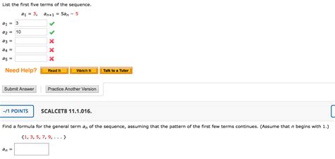 solved list the first five terms of the sequence a1 3