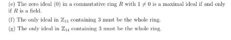 solved the zero ideal 0 in a commutative ring r with 1 0
