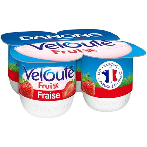 DANONE Velouté fruix Yaourt brassé à la fraise 4 x 125 g