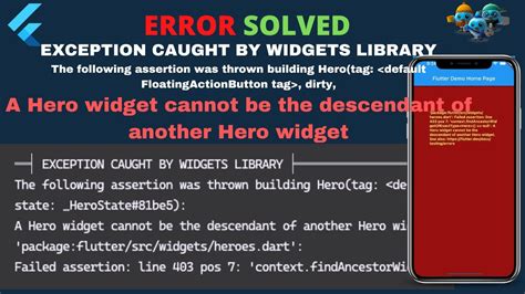 flutter error a hero widget cannot be the descendant of another hero widget youtube