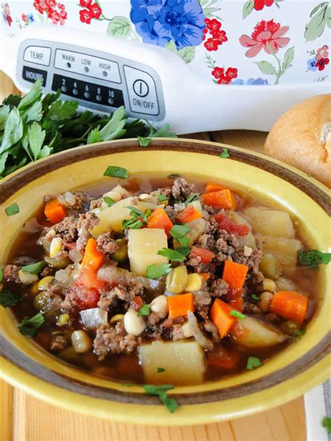 Crock Pot Hamburger Vegetable Soup Heather S Homemade Kitchen