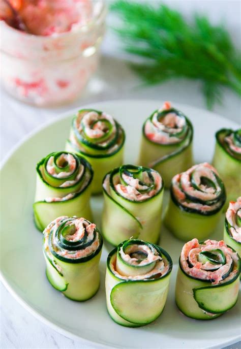 Rollitos de pepino fresco con crema al salmón meal prep Aperitivos