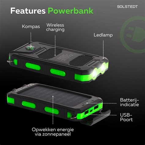 Solstedt Powerbank Mah Charger Met Solar Panel Functie Op