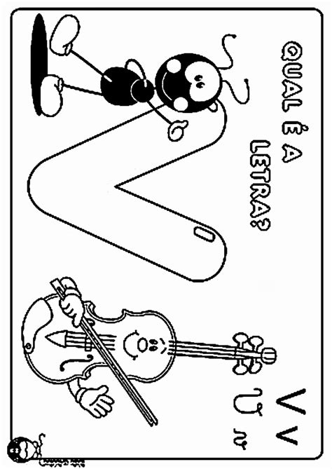Letras Do Alfabeto Letra V Desenhos Preto E Branco Para Colorir