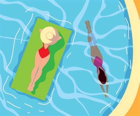 Women Relaxing In Swimming Pool 11212675 Vector Art At Vecteezy