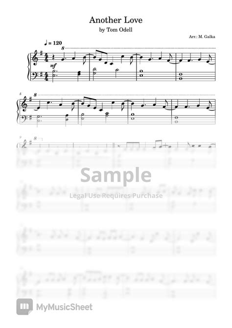 Tom Odell Another Love Piano Easy Sheets By M Galka