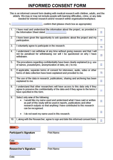 Informed Consent Printable Form