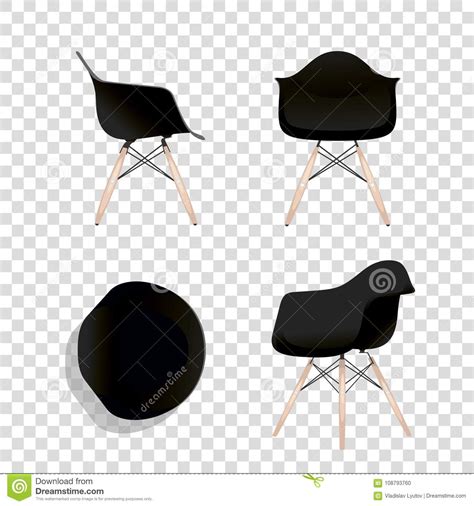 Eames Chair In Cartoon Style Stiker On White Background On Isolated