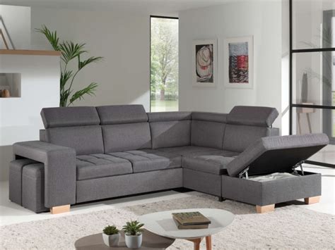 Madrid Canap D Angle Convertible Avec T Ti Res Poufs Et Coffre