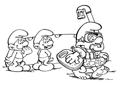 Coloriage Le Schtroumpf S Amuse Dans La Mer Dessin Gratuit Imprimer