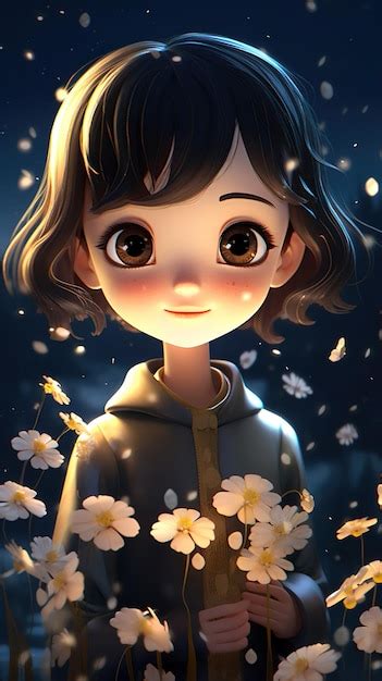 Linda Chica De Dibujos Animados Foto Premium