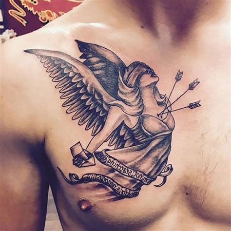 Small Angel Tattoo On Chest