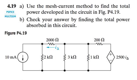 Solved A Use The Mesh Current Method To Find The Total Chegg