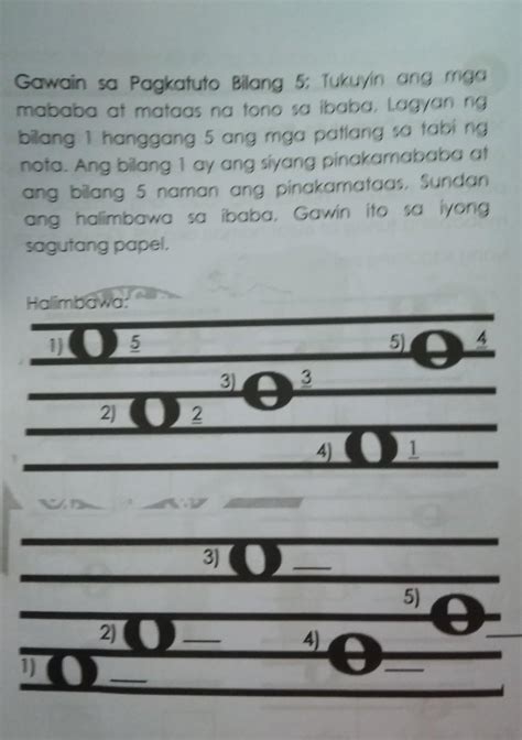 Gawain Sa Pagkatuto Bilang Tukuyin Ang Mga Mababa At Mataas Na Tono