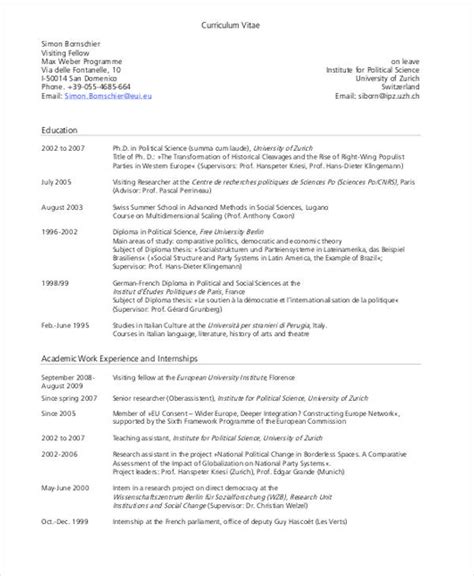 Cv Template Academic Resume Format