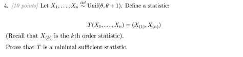 solved 4 [10 points] let x1 … xn∼iidunif θ θ 1 define a