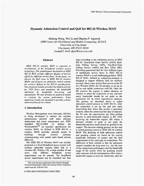 pdf dynamic admission control and qos for 802 16 wireless man