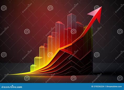 D Graph Showing Rise In Profits With Arrow Growing Graph Business