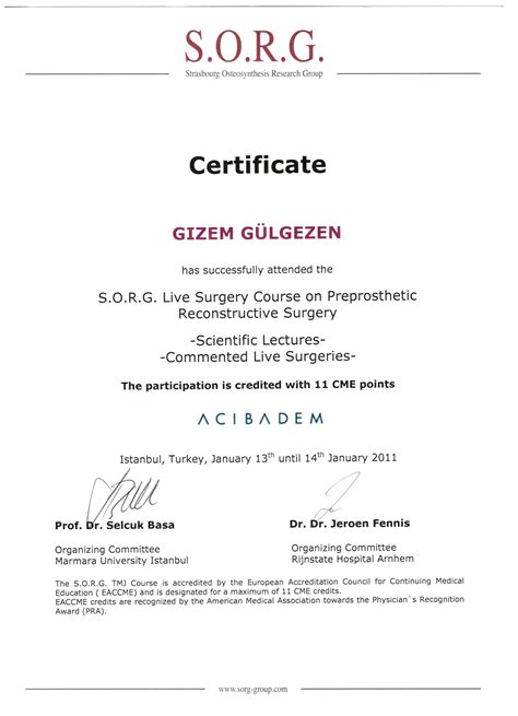 Sertifikalarımız Edirne Çene Cerrahı Eurodenta Ağız ve Diş Sağlığı