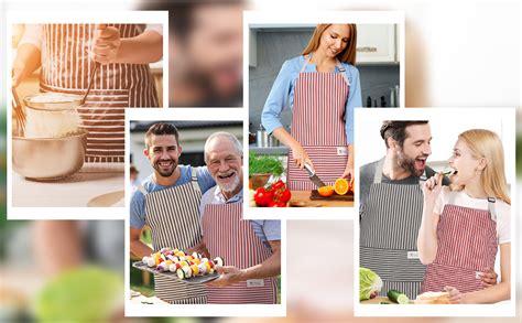 Xinzistar 2 Pièces Tablier de Cuisine Chef Tabliers avec Poches