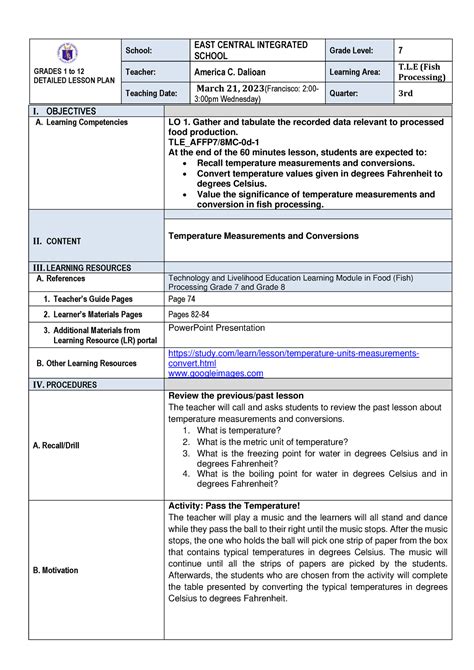 DLP Temperature Measurements And Conversion Part 2 GRADES 1 To 12