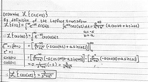 Solved Determine The Laplace Transform Of F T Cos At Course Hero