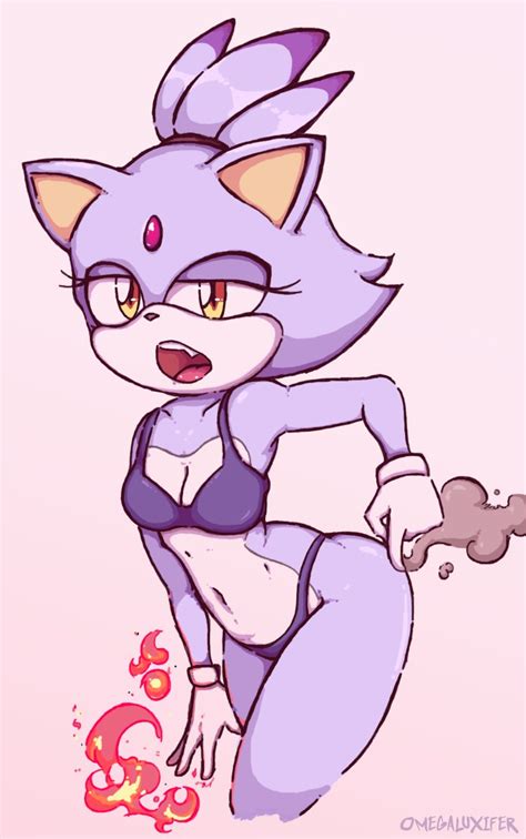 1girls Anthro Blaze The Cat Cat Ears Cat Tail Fire Furry Luxidoro Smoke Sonic Series Underwear