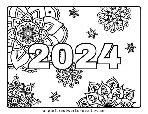 New Year 2024 Coloring Pages 3 Page Coloring Page Bundle Etsy Ireland