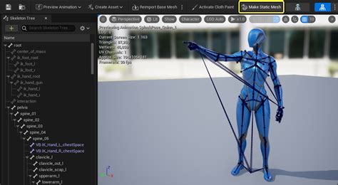 Skeletal Mesh To Static Mesh Conversion In Unreal Engine