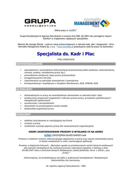 Specjalista ds Kadr i Płac