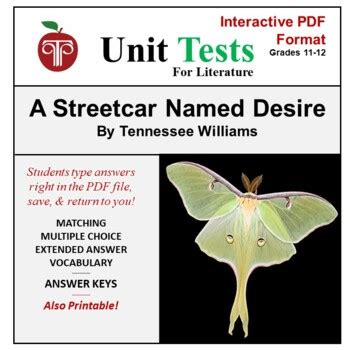 A Streetcar Named Desire Unit Test Interactive Pdf Format Tpt