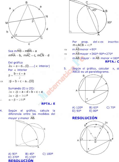 Ángulos en la circunferencia problemas desarrollados de pre universidad