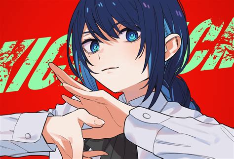 Safebooru 1girl Ado Utaite Ascot Black Ascot Blue Eyes Blue
