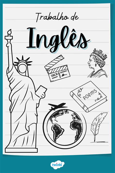 Capa de trabalho de Inglês Capas de trabalhos Capas de livros